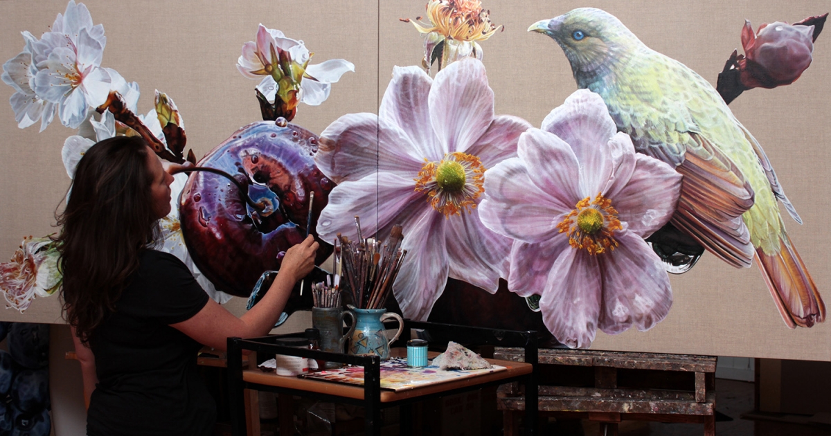 Anne painting in her studio, 2014 – Anne Middleton